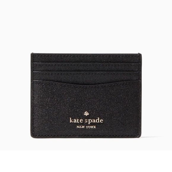 kate spade | Bags | Nwt Kate Spade New York Black Glitter Card Holder ...